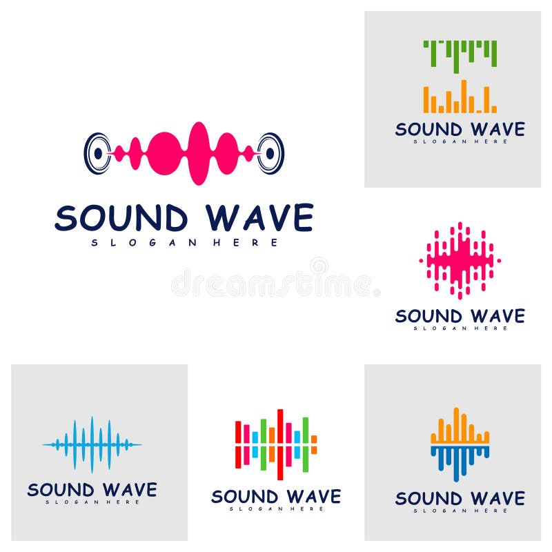 Set of Sound Wave Logo Design Concept Vector. Sound Wave Illustration ...
