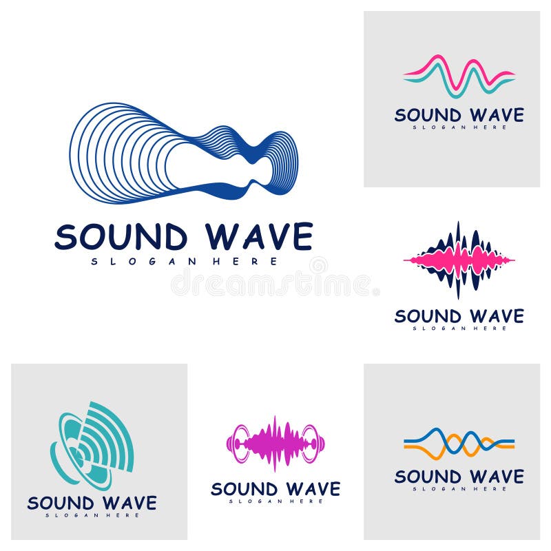 Set of Sound Wave Logo Design Concept Vector. Sound Wave Illustration ...