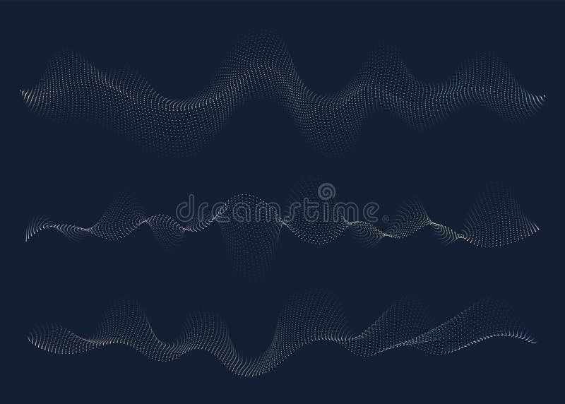 Set of Sound Waves, Abstract Fluid Shapes, Dotted Liquid Figures ...