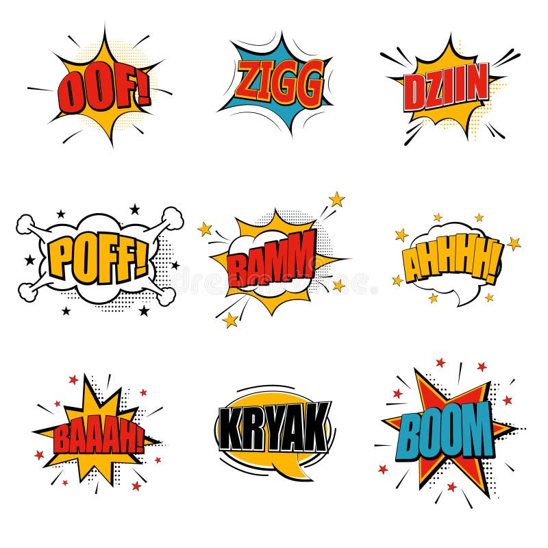 Comic Style Sounds Set. Vector Image Stock Vector - Illustration of ...