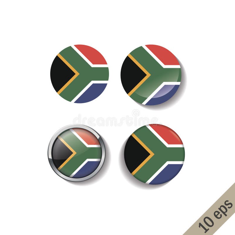 Set of SOUTH AFRICA Flags Round Badges Stock Illustration ...
