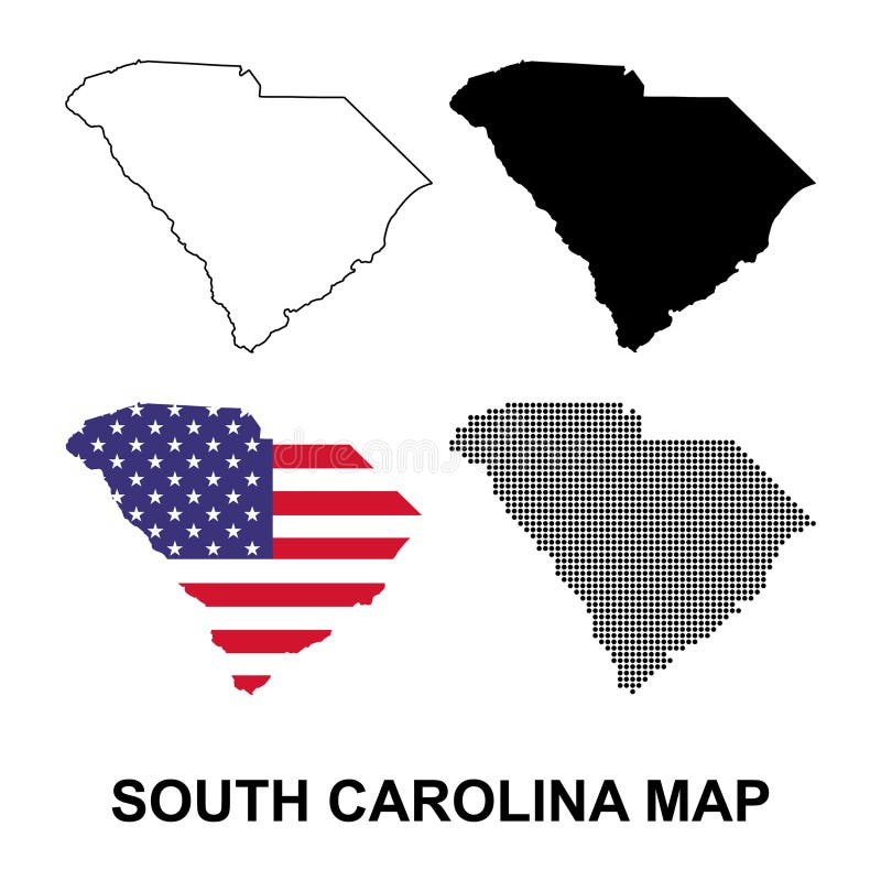 Set of South Carolina Map, United States of America. Flat Concept ... Set of South Carolina Map, United States of America. Flat Concept ...