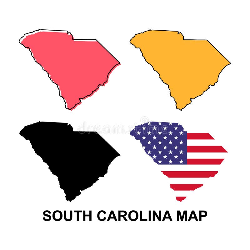 Set of South Carolina Map, United States of America. Flat Concept ... Set of South Carolina Map, United States of America. Flat Concept ...