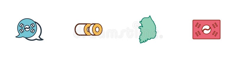 Set South Korea Flag, Sushi, Map and Icon. Vector Stock Vector ...