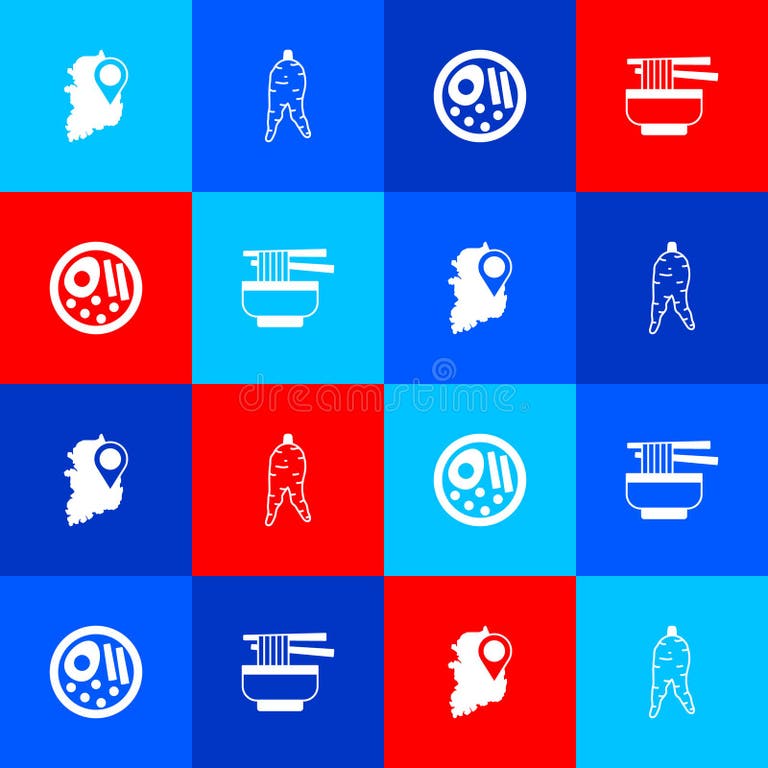 Set South Korea Map, Ginseng Root, Ramen and Icon. Vector Stock Vector ...