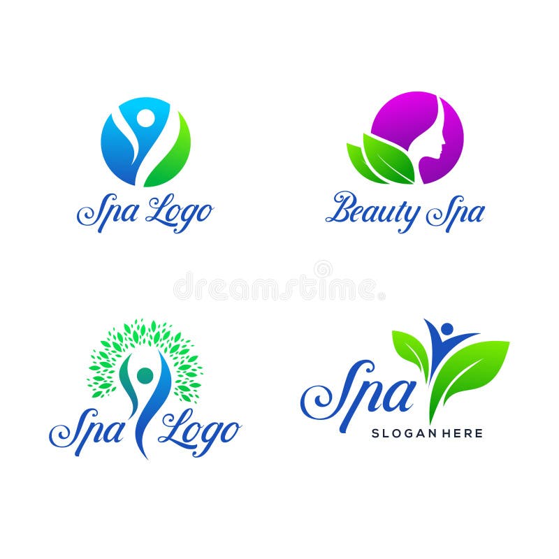 Set of Spa and Beauty Logo Design Stock Illustration - Illustration of ...