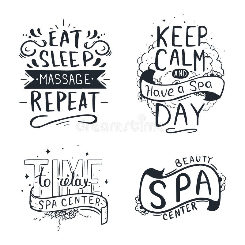 Spa and Relax Center Hand Draw Lettering. Stock Vector - Illustration ...