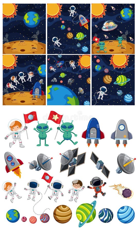 Set of space element stock vector. Illustration of shape - 149494419