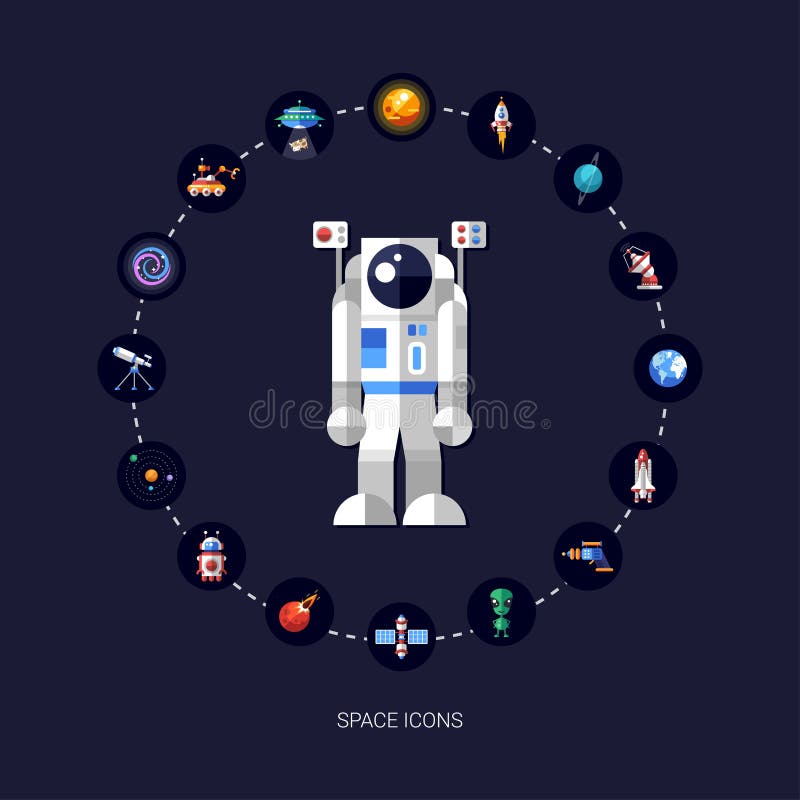 Set of Space Icons and Infographics Elements Stock Vector ...