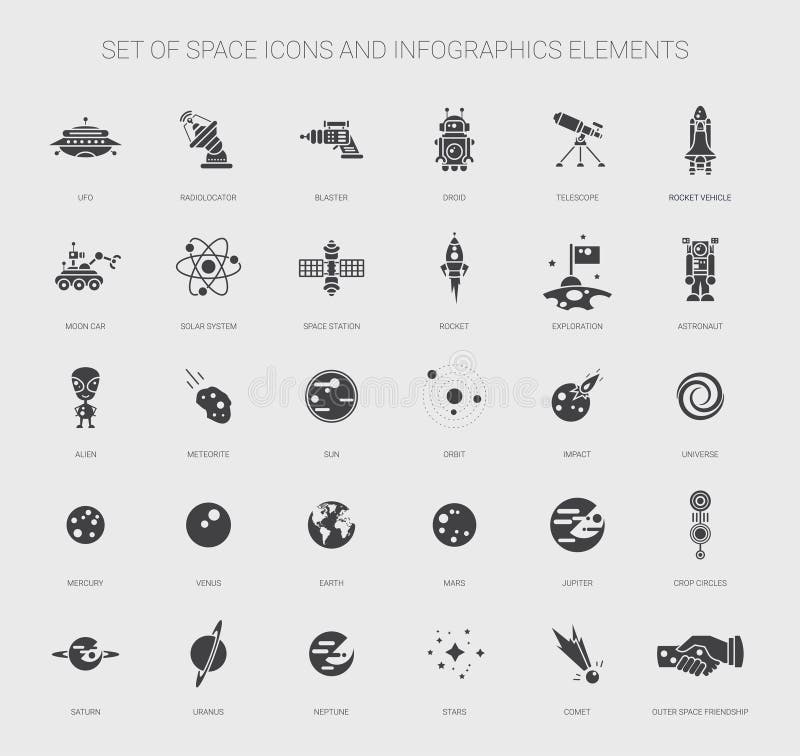 Set of Space Icons and Infographics Elements Stock Vector ...