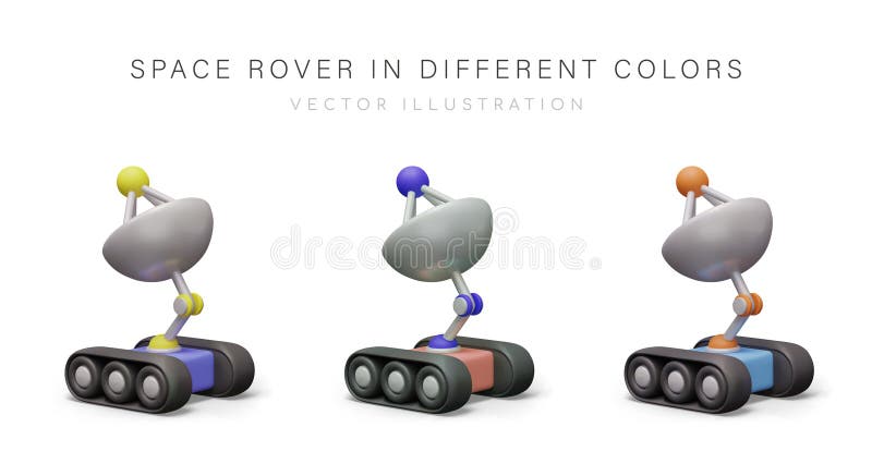 Set of Space Rovers of Different Colors. Mobile Equipment for ...