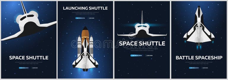 Set of Space Shuttle Banners. Astronomical Galaxy Space Background ...