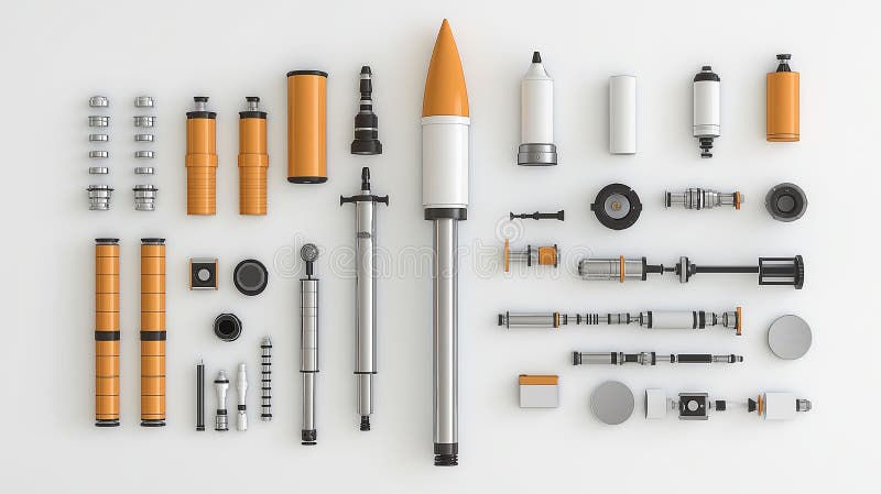 Set of Space Telescope Components, Isolated on White, 3D Illustration ...