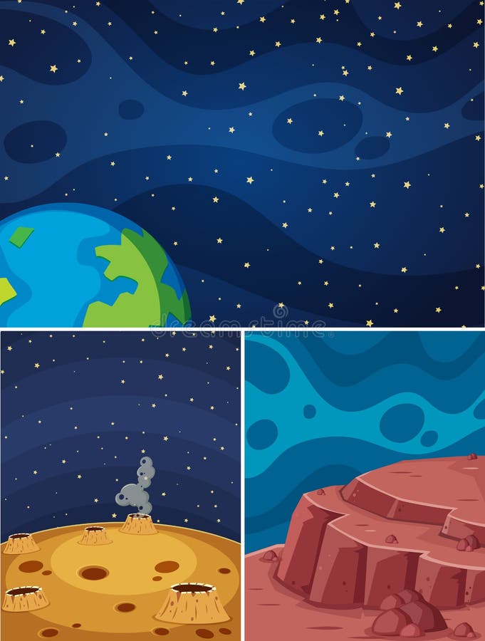 A Set of Space Template stock vector. Illustration of mars - 121062004