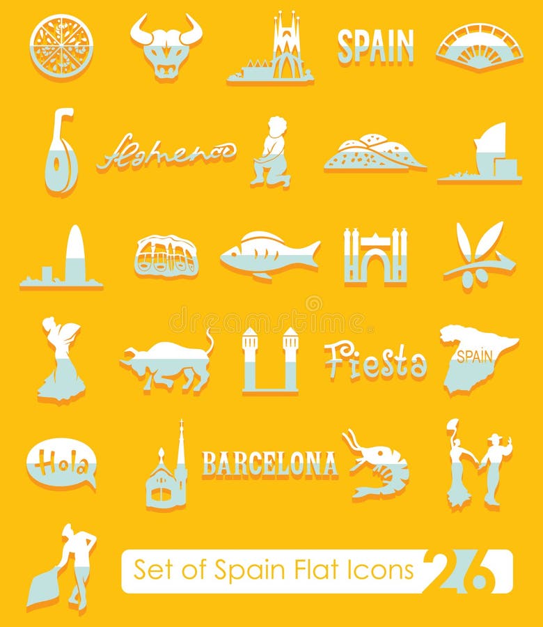 Set of Spain icons stock vector. Illustration of geometric - 79022001
