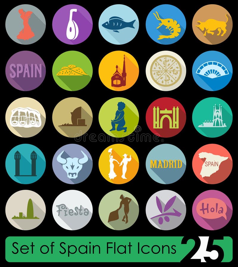Set of Spain icons stock vector. Illustration of building - 85015770