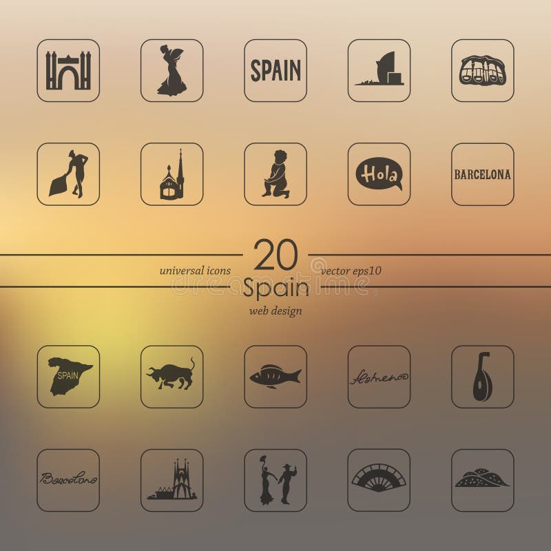 Set of Spain icons stock vector. Illustration of building - 79186690