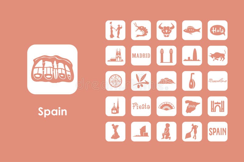 Set of Spain simple icons stock vector. Illustration of cityscape ...