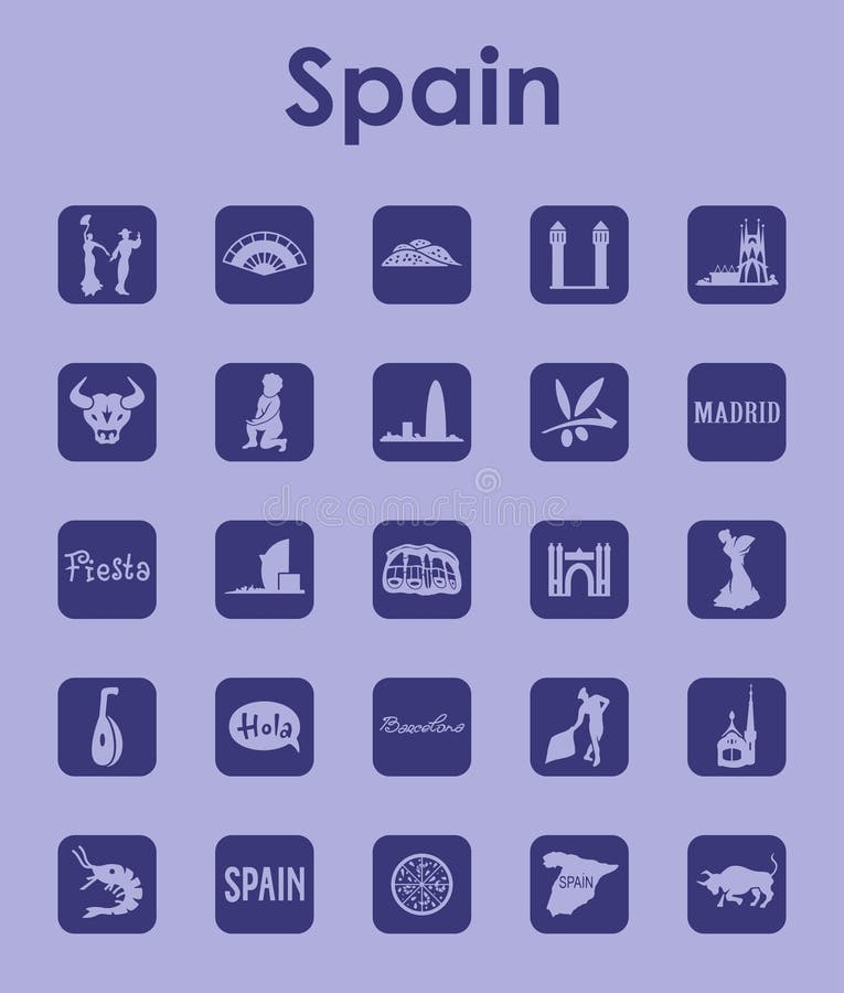 Set of Spain simple icons stock vector. Illustration of color - 57144380