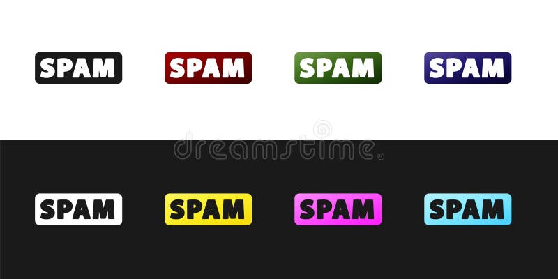 Black Spam Icon Isolated on Red Background. White Circle Button Stock ...