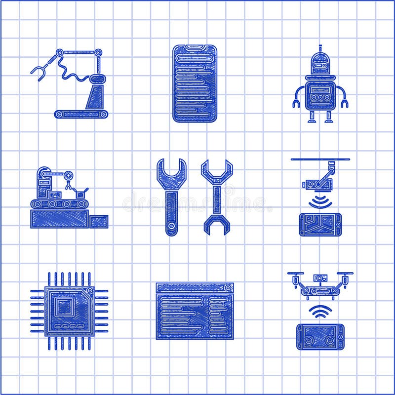 Set Spanner, Wireless Controlling CCTV Security Camera, Processor with Microcircuits CPU ...