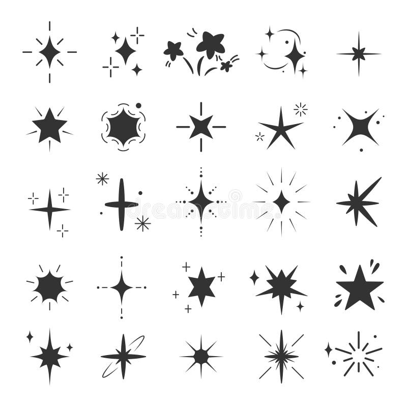 Set of Sparkle, Star, and Decorative Symbols Stock Illustration ...