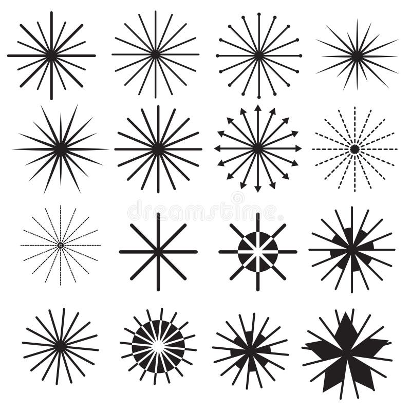Set of Sparkling Light Icons Stock Illustration - Illustration of burn ...
