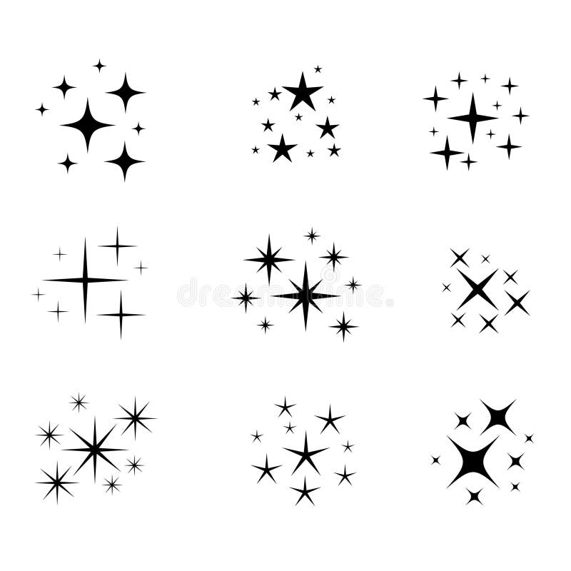 Set of Sparkling Star Icon Element Design Stock Vector - Illustration ...