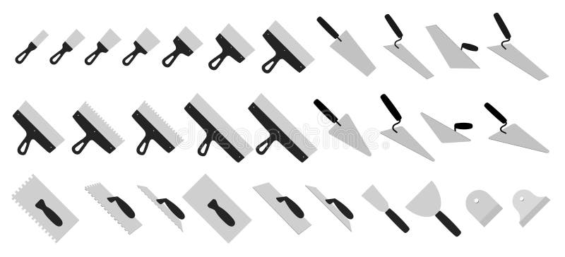 Set of Spatula, Isolated on a White Background. Plaster Spatula. Putty ...
