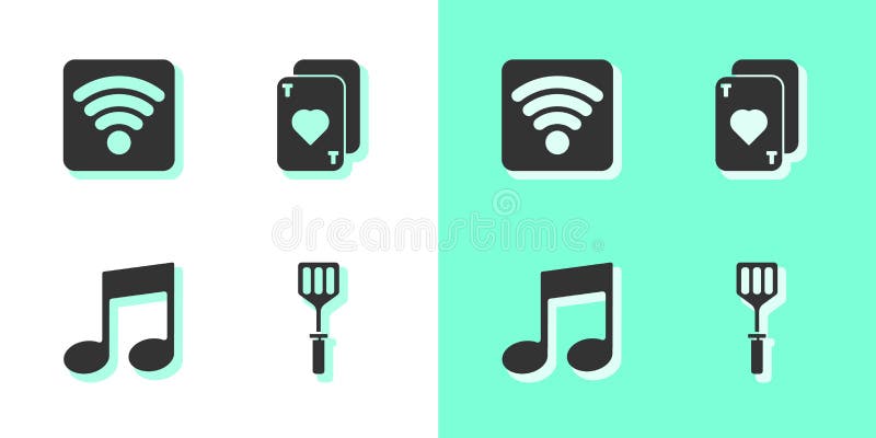 Set Spatula, Wi-Fi Wireless Internet Network, Music Note, Tone and ...