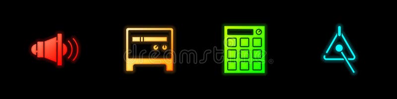 Set Speaker Volume, Guitar Amplifier, Drum Machine and Triangle Icon ...