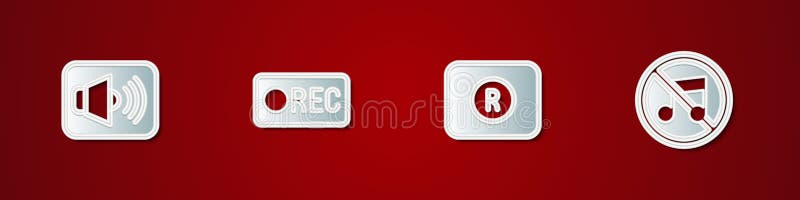 Set Speaker Volume, Record Button, and Mute Icon. Vector Stock Vector ...