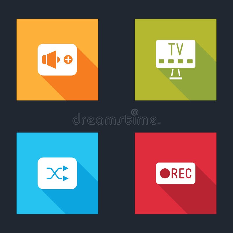 Set Speaker Volume, Smart Tv, Arrow Shuffle and Record Button Icon ...