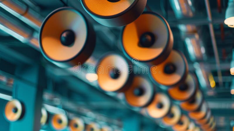 A Set of Speakers Mounted on the Ceiling Evenly Distributing Music ...