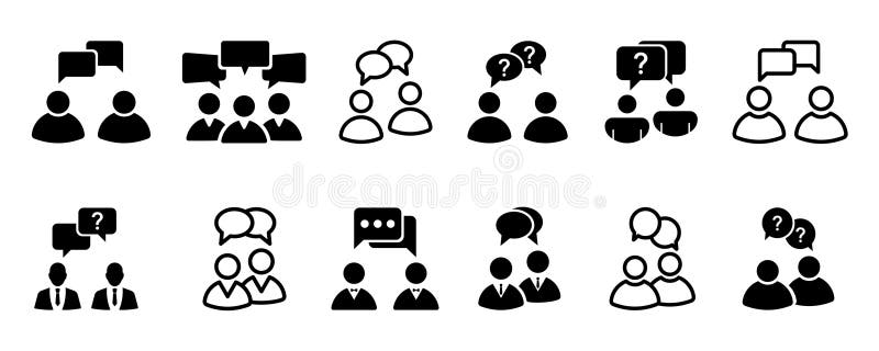 Set of Speaking People Vector Icons. Group Persons Talking Stock Vector ...