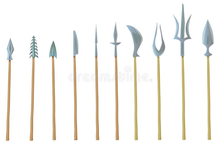 Set of Spears of Different Types and Sizes Stock Vector - Illustration ...
