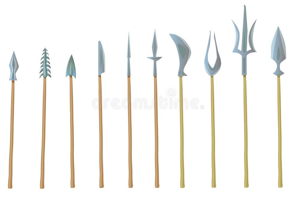 Set of Spears of Different Types and Sizes Stock Vector - Illustration ...
