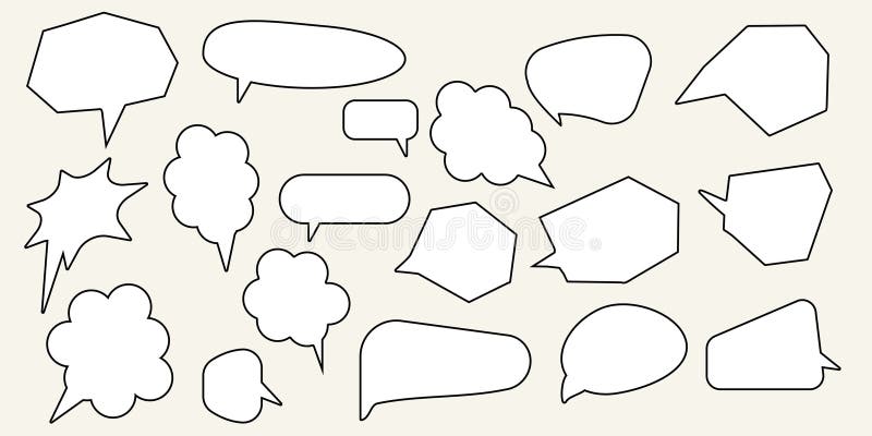 Set of Speech Black Bubbles,manga, Chat Speech or Dialogue Stock Vector ...
