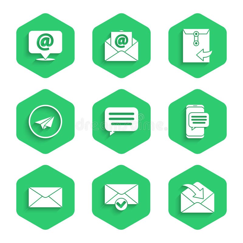 Set Speech Bubble Chat, Envelope and Check Mark, Chat Messages ...