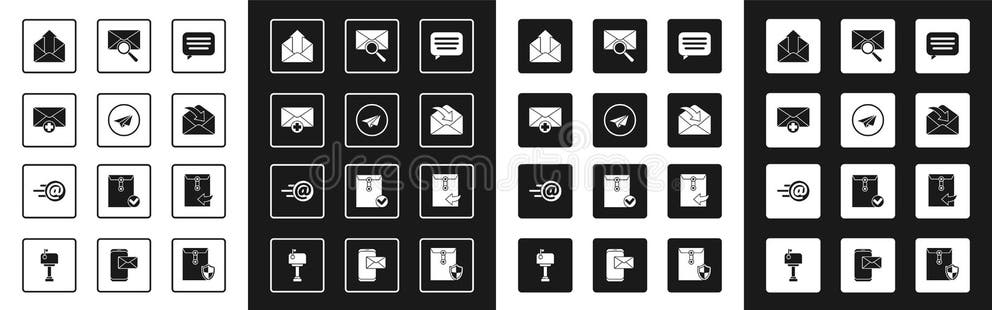 Set Speech Bubble Chat, Paper Plane, Received Message Concept, Outgoing ...