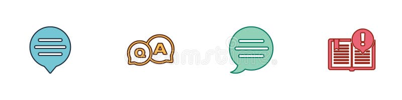Set Speech Bubble Chat, Question and Answer, and Interesting Facts Icon ...