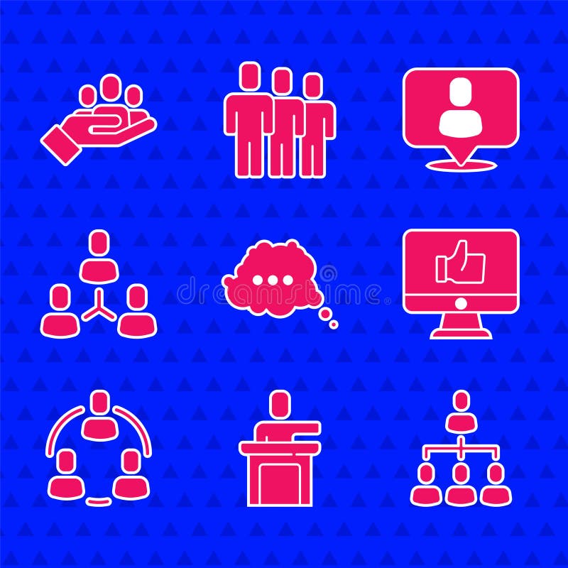 Set Speaker, Hierarchy Organogram Chart, Head Hunting and User of Man Business Suit. Square ...