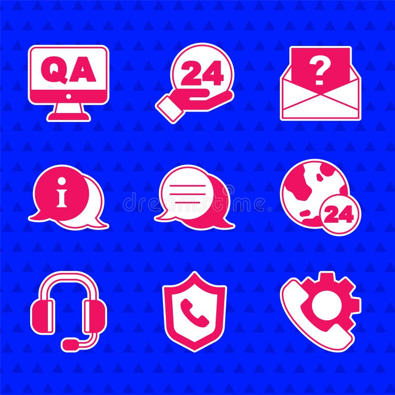 Set Speech Bubble Chat, Telephone 24 Hours Support, Headphones ...