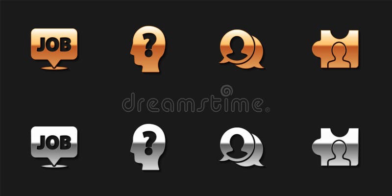 Set Speech Bubble with Job, Head Question Mark, Chat and Hunting Icon ...