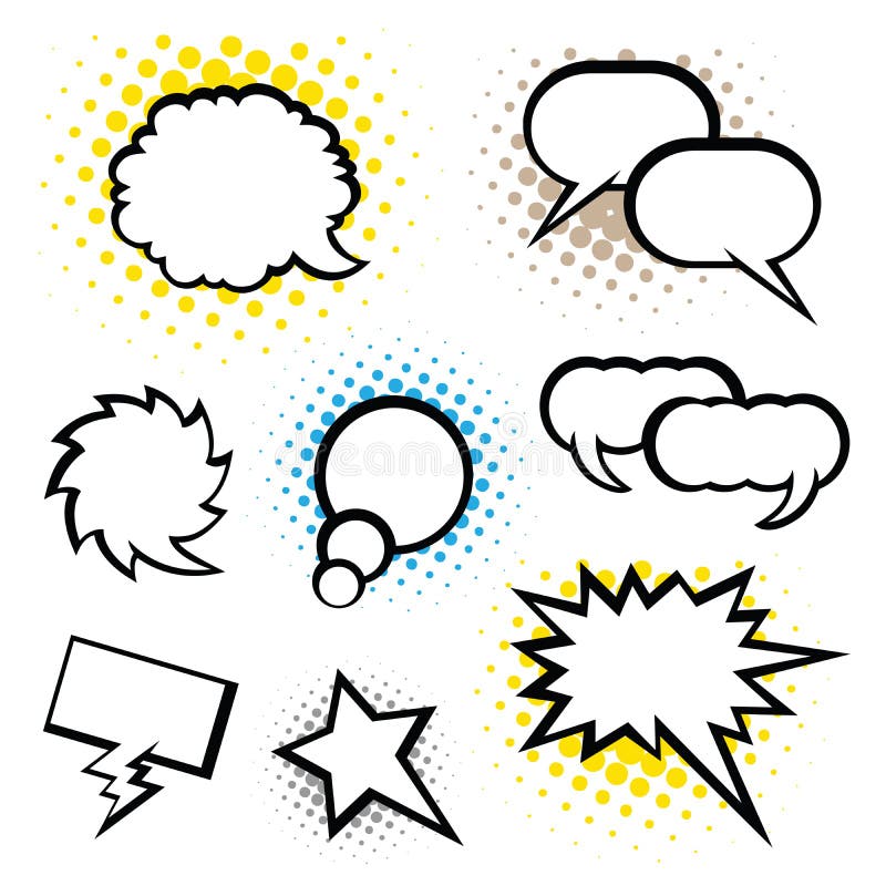 Set of Speech Bubble, Pop Art Style Stock Vector - Illustration of ...