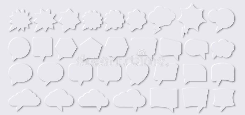 Set of Speech Bubble Shaped. Neumorphic UI Design Elements Stock Vector ...