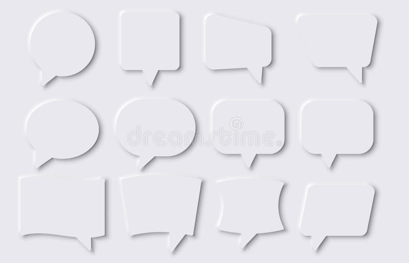 Set of Speech Bubble Shaped. Neumorphic UI Design Elements Stock Vector ...