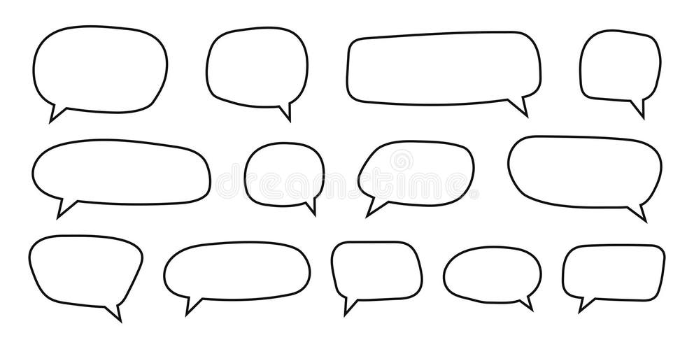 Set of Speech Bubble Templates in Doodle Style. Dialog Balloons, Text ...