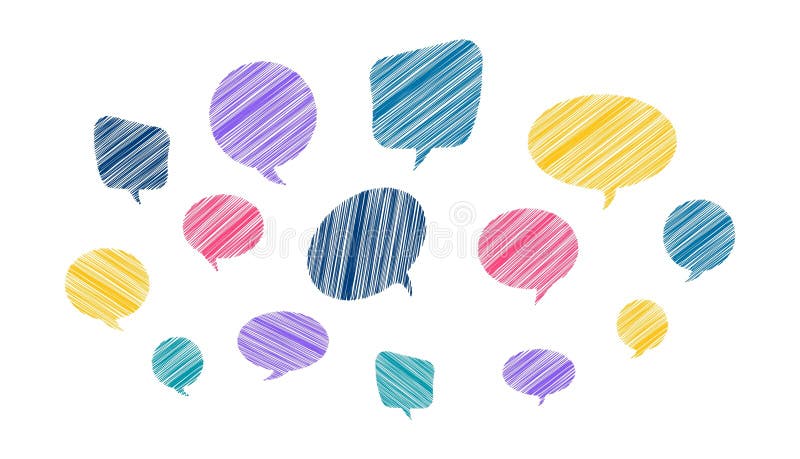Set of Speech Bubble Text with Trendy Scribble Texture. Chatting Box ...