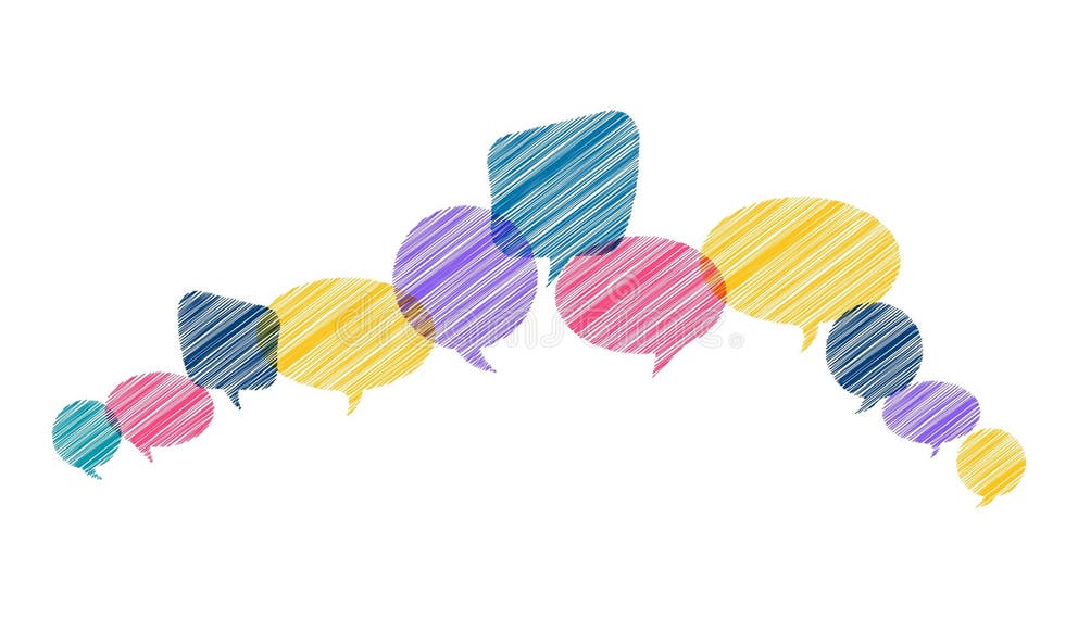 Set of Speech Bubble Text with Trendy Scribble Texture. Chatting Box ...